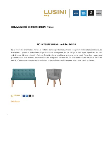 Tolga par Lusini, un nouveau système de banquette modulable | RESTO-Today