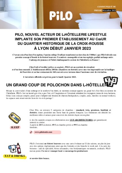 PILO annonce l’ouverture de son premier concept à Lyon début janvier ...