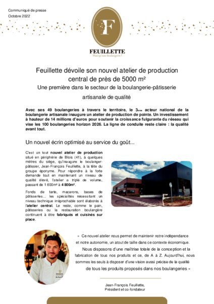 Feuillette : nouvel atelier de production | RESTO-Today